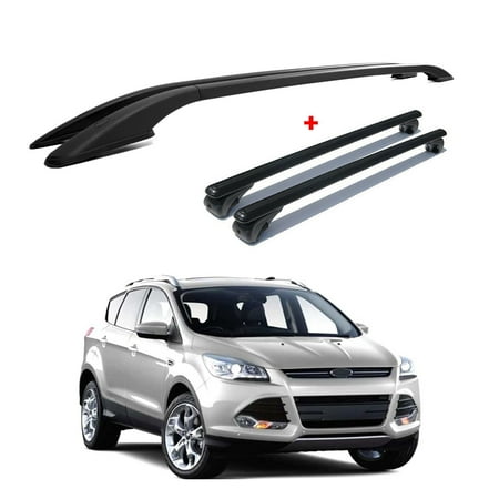 Roof Rack Rail + Cross Bars Carrier Set Black For Ford Escape 2013-2019 ...