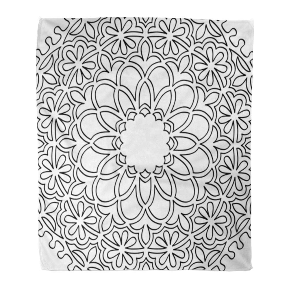 SIDONKU Throw Blanket Warm Cozy Print Flannel Zentangle Black and White ...