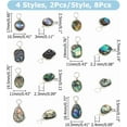 8Pcs 4 Styles Natural Abalone Shell/Paua Shell Pendants with Eco ...