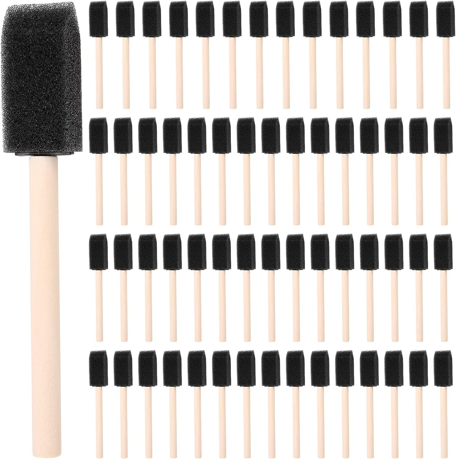 60Pcs Small Foam Paint Brush Sponge Foam Brush Set Wood Handle 1 Inch Paint Brushes Set for Kids ...