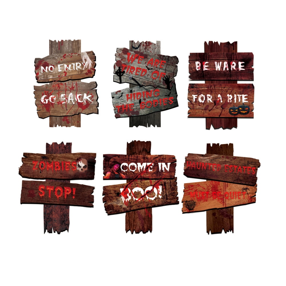 EastVita Halloween Yard Signs with Metal Stakes,6 Pack Beware Signs ...