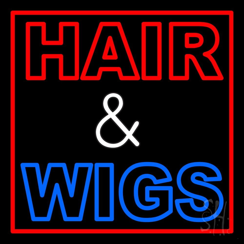 Hair And Wigs LED Neon Sign 24 x 24 - inches, Black Square Cut Acrylic ...