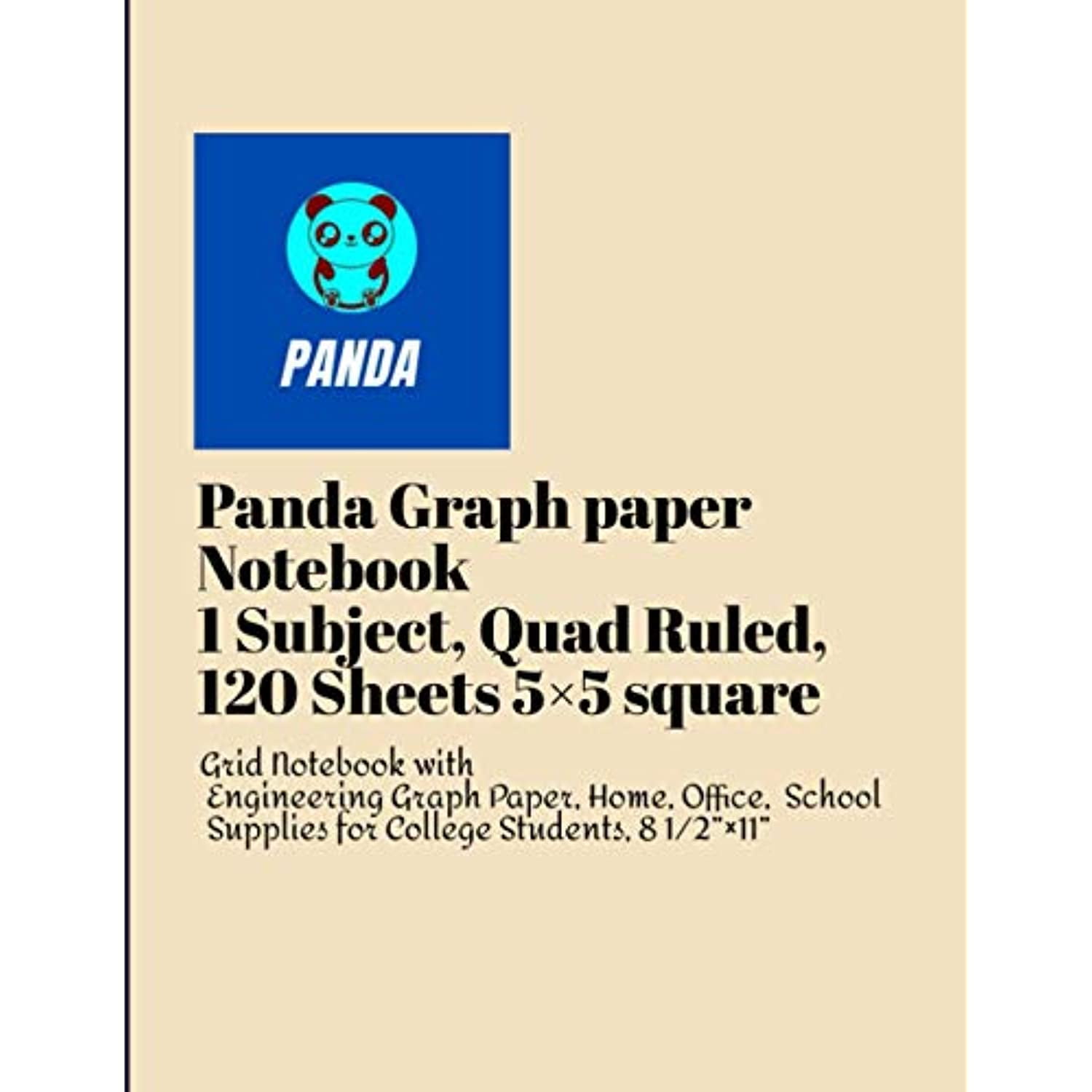 Panda Graph paper Notebook, 1 Subject, Quad Ruled, 120 Sheets: Grid ...