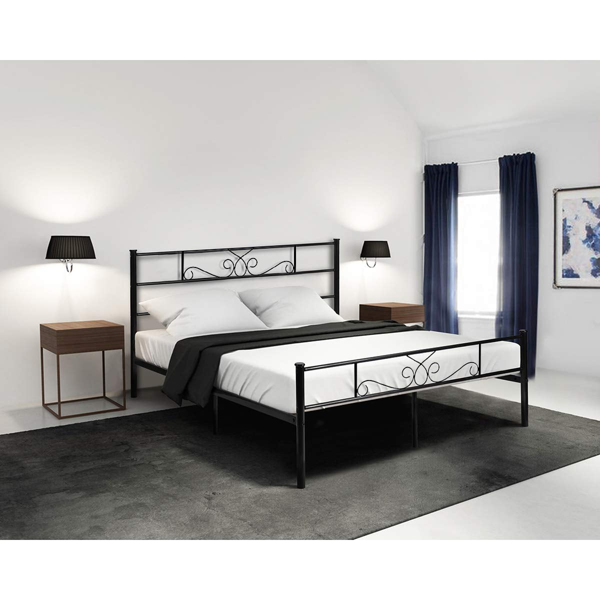 Click here for Simlife Queen Size Metal Bed Frame With Heavy Duty... prices