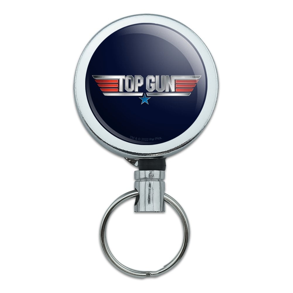 Top Gun Rendered Logo Heavy Duty Metal Retractable Reel ID Badge Key ...