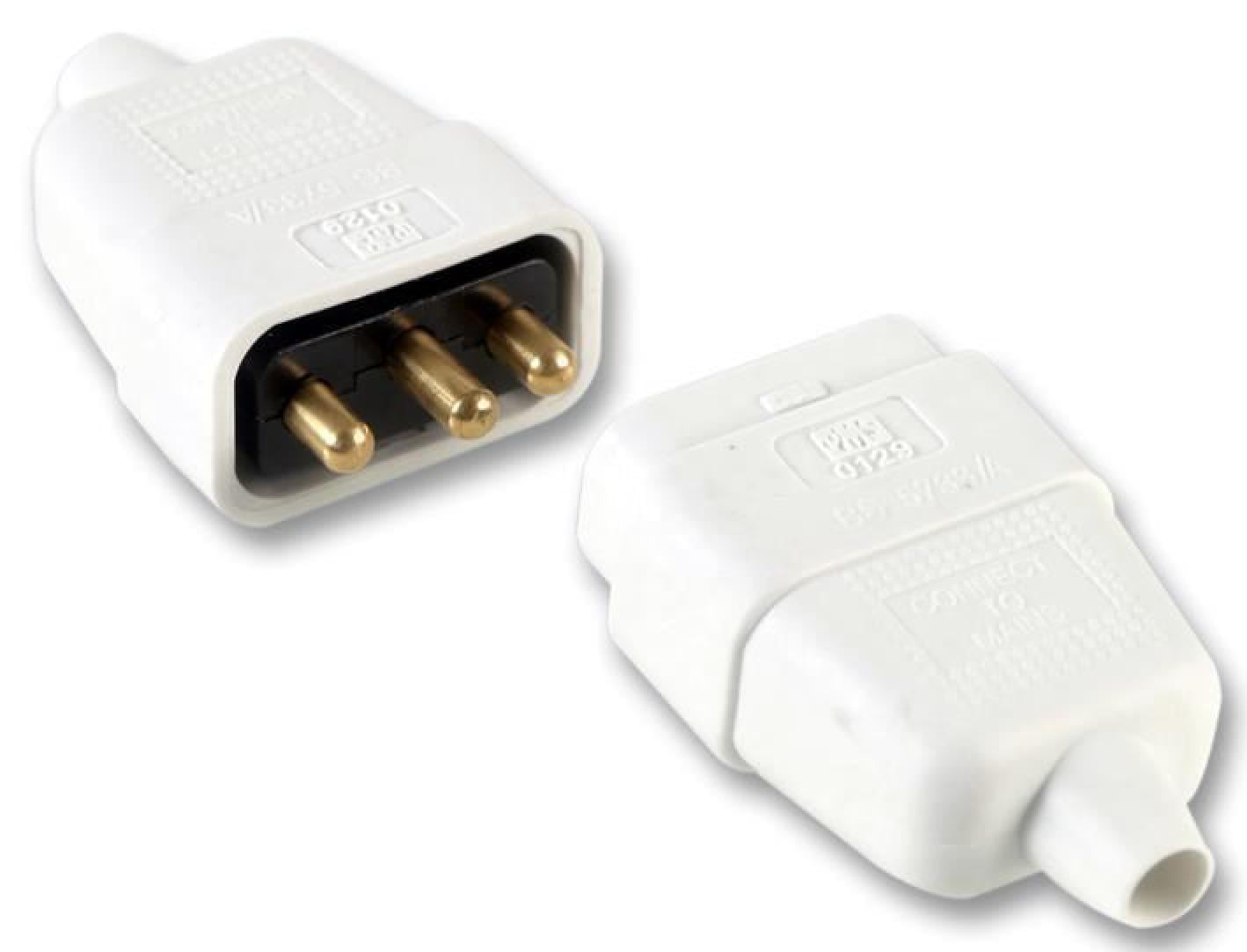 PRO ELEC - 3 Pin In-Line Rubber Connector, 10A White - Walmart.com