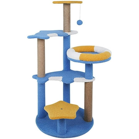 Blue Cat Tree Cat Tower Indoor,Climbing Frame Jumping Toy, Multilevel ...
