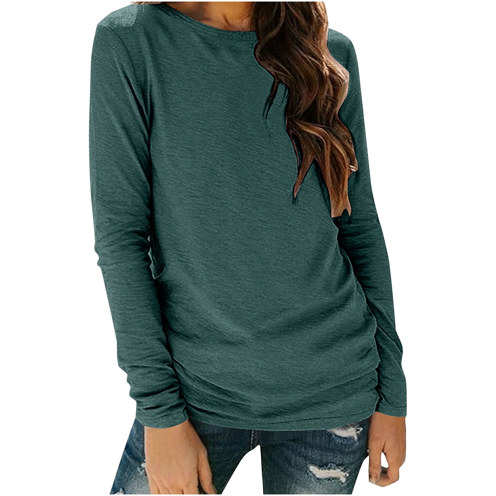 Click here for Plebaso Long Sleeve Shirts For Women Round Neck Ba... prices
