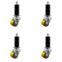 Low Profile Polyurethane 35mm Wheel 1 Inch Expanding Stem Caster Set of ...