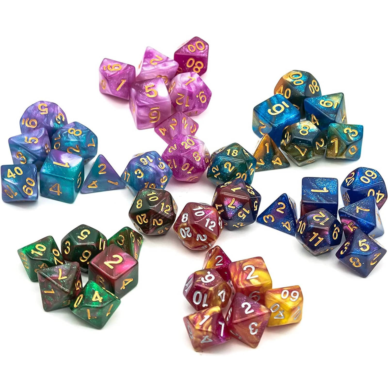 Cusdie 6 Sets/42PCS DND Dice Polyhedral Dice Set, Dichromatic with ...