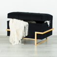 Rectangle Velvet Storage Ottoman Stool Box with Abstract Golden Legs ...