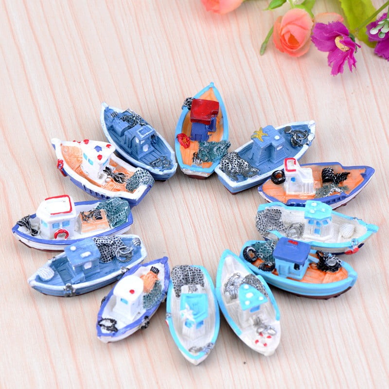 Miniature Mini Boat Model Fishing Ship Toy Diy Craft Home Tabletop ...