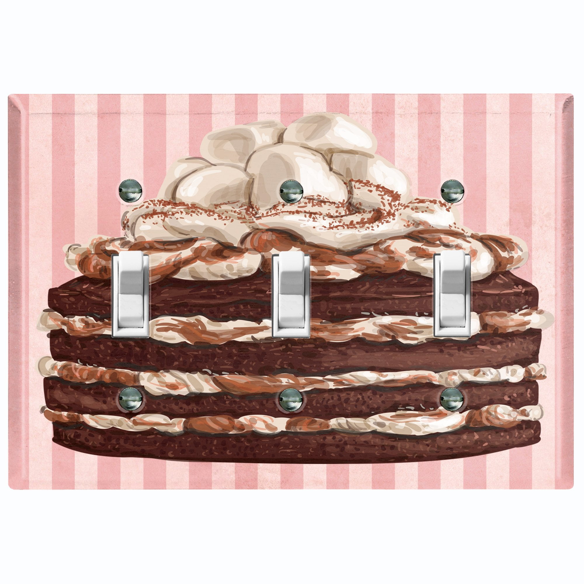 Metal Light Switch Plate Cover Layered Marshmallow Cake Striped ...