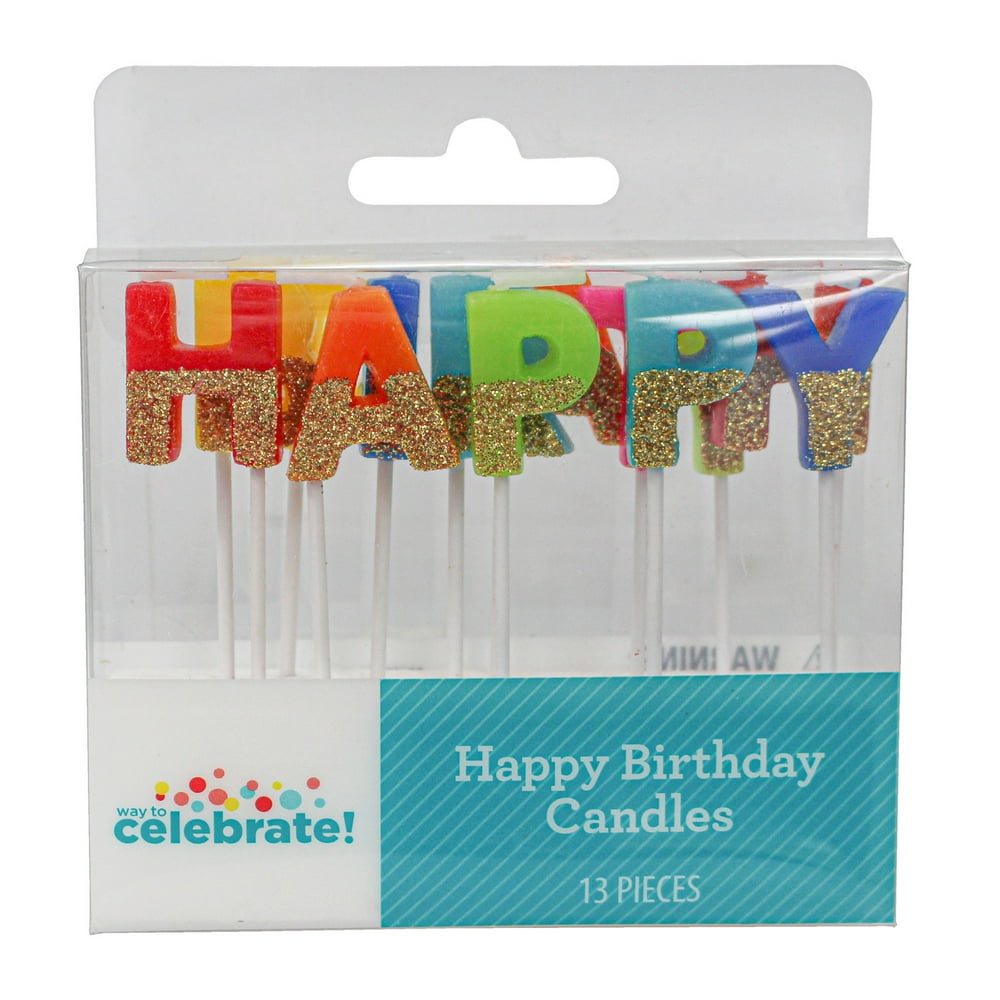 WAY TO CELEBRATE! Assorted Colors Birthday Candles, (4.25") 13 Pieces ...