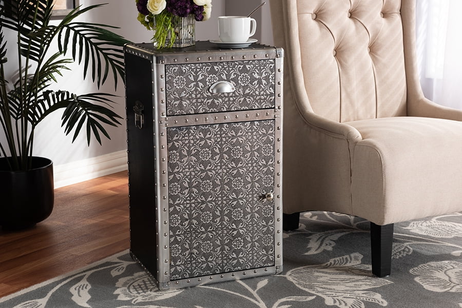 Baxton Studio Cosette Vintage Industrial Silver Metal Floral Accent ...