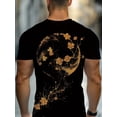 Adult 3D Full Print Short Sleeve T-Shirt - Black Golden Moon/Night Sky ...