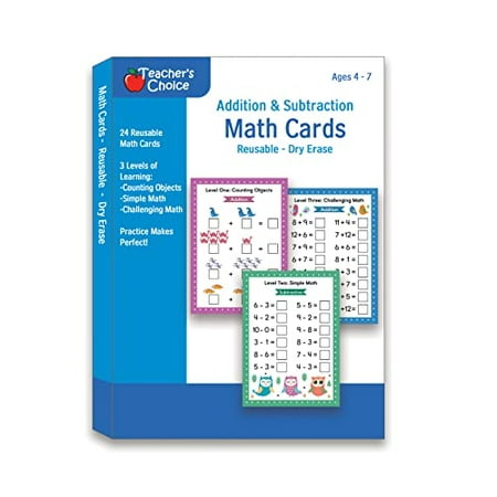 Addition & Subtraction Dry Erase Cards, Reusable Math Sheets, Childhood ...