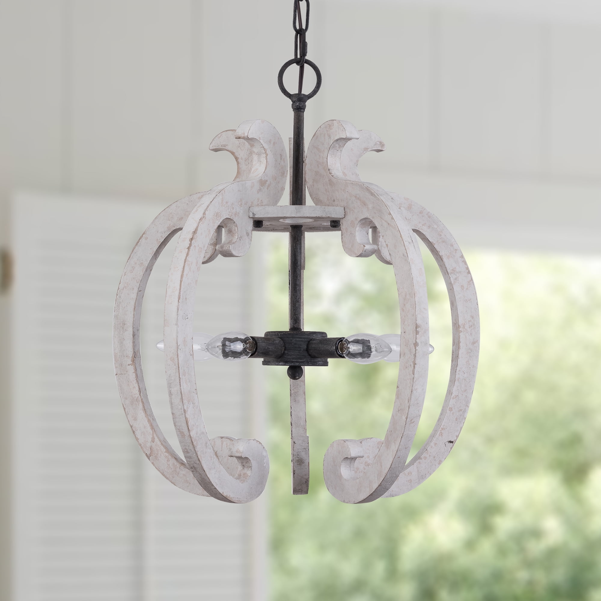 Walmart 5-Light Vintage Spherical Pendant, Wood Chandelier with 70 ...