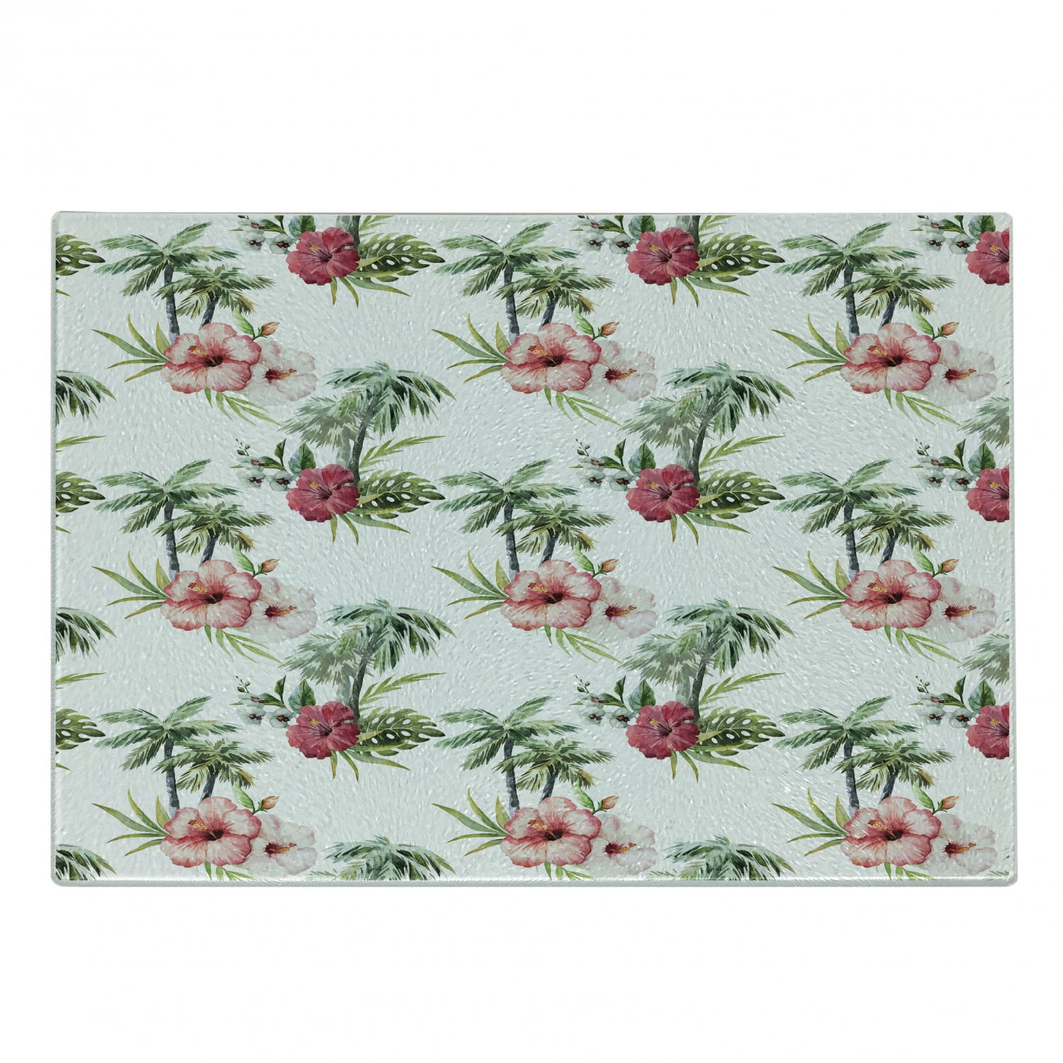 Hawaii Cutting Board, Aquarelle Effect Palm Trees Hibiscus Flowers ...