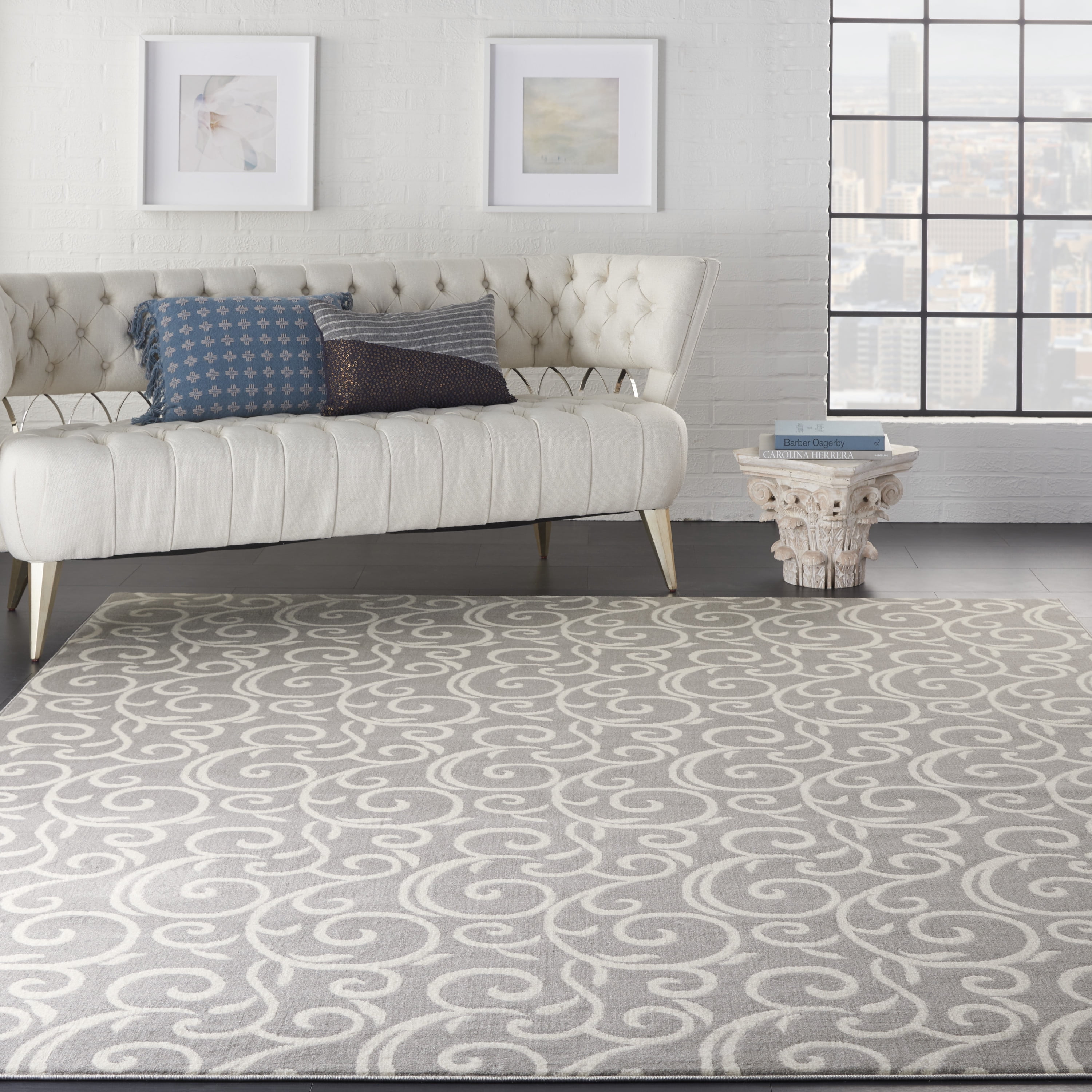 Nourison Grafix Floral Grey 8'6" x 12' Area Rug, (9x12) - Walmart.com