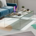 Costway Elegant Tempered Glass Coffee Table, Cocktail Side Table for ...