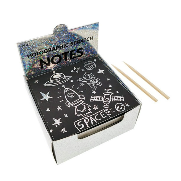 Scratch Notes Set Scratch Doodle Art With 100 Holographic Rainbow Paper ...