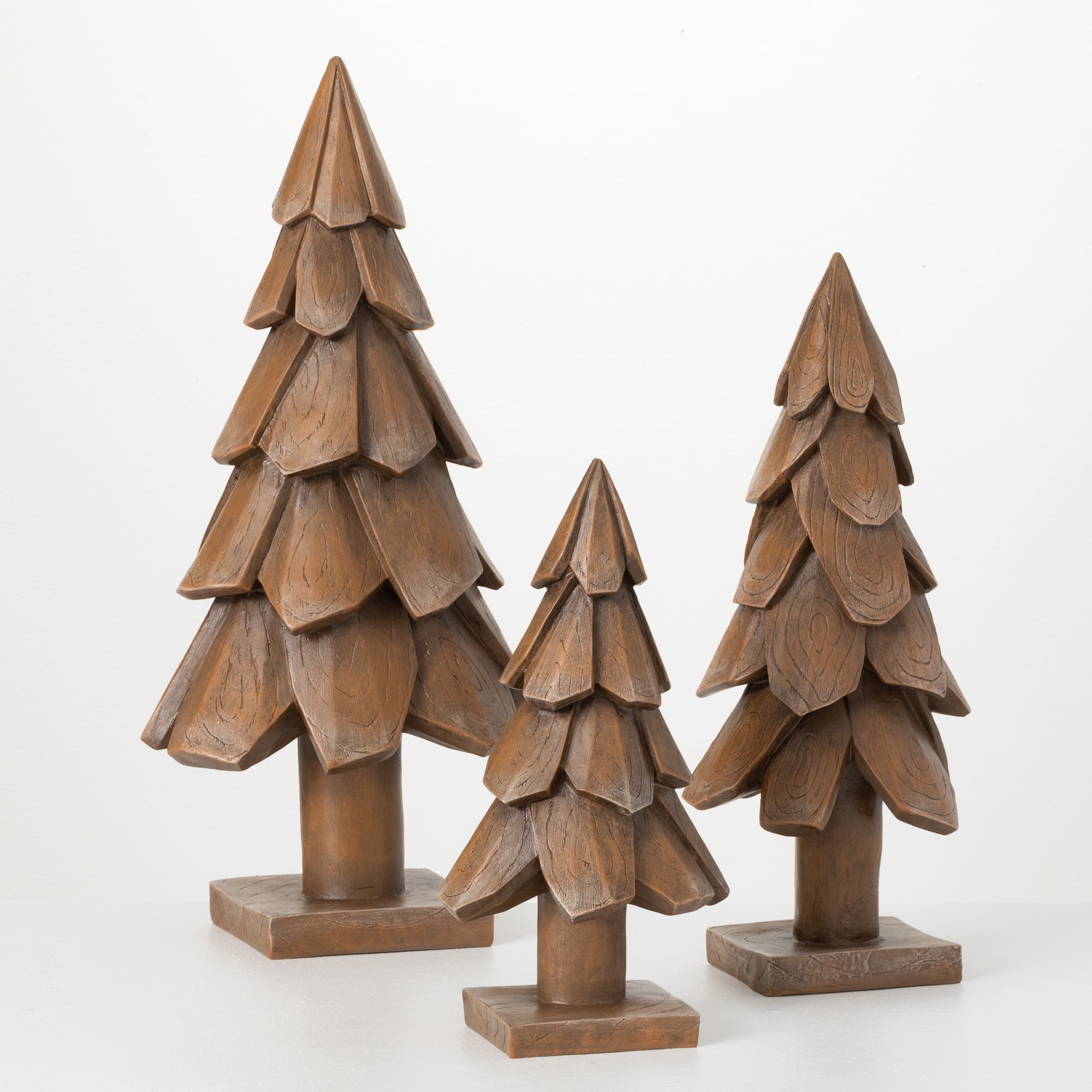 Sullivans Woodland Style Tree Sculptures Brown 15"H Resin Set of 3 ...