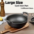 5 Sizes Uncoated Cast Iron Wok with Dual Handles, 7.87-12.59 Inch Heavy ...