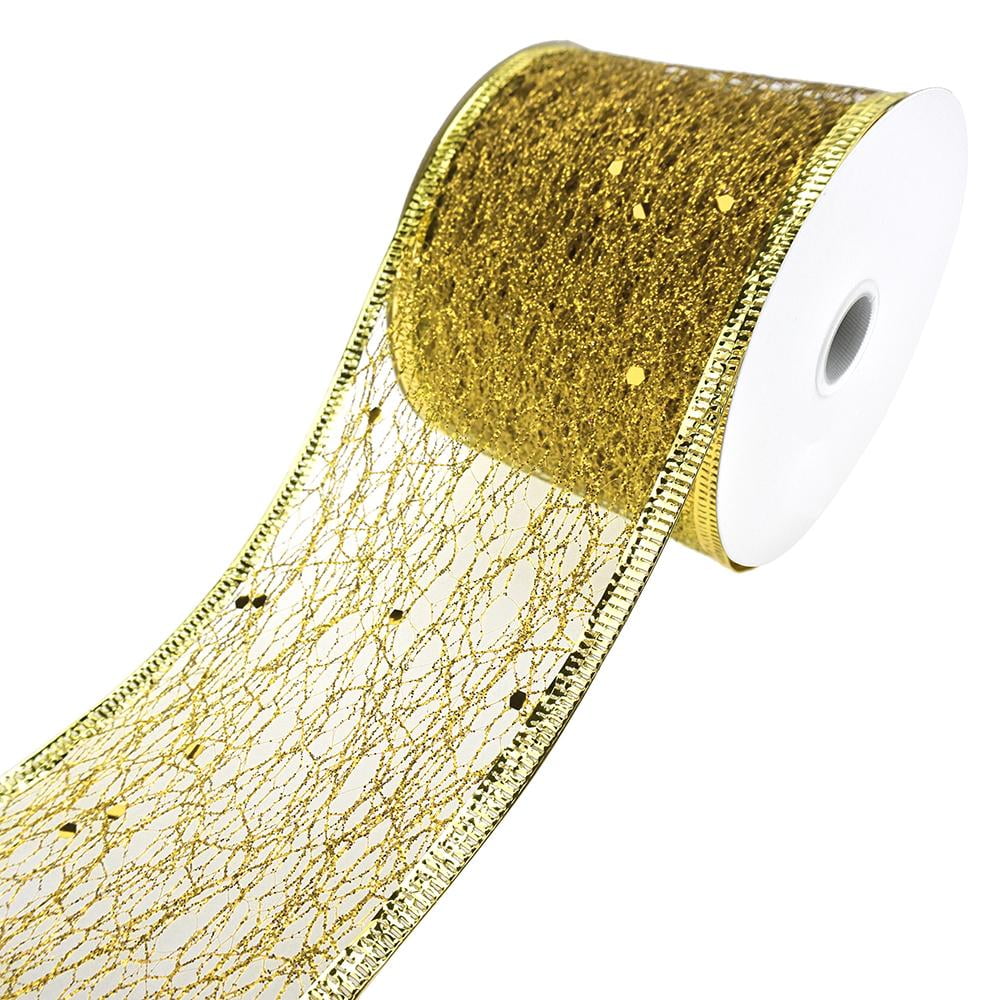 Glitter Web Netting Wired Edge Christmas Ribbon, 2-1/2-Inch, 10-Yard ...
