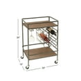 DecMode 20" x 30" Brown Wood Rolling 2 Shelves Bar Cart, 1-Piece ...