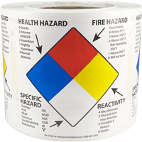 Specific Health Fire Reactivity Hazard Labels | 4 x 4" Inch Square ...