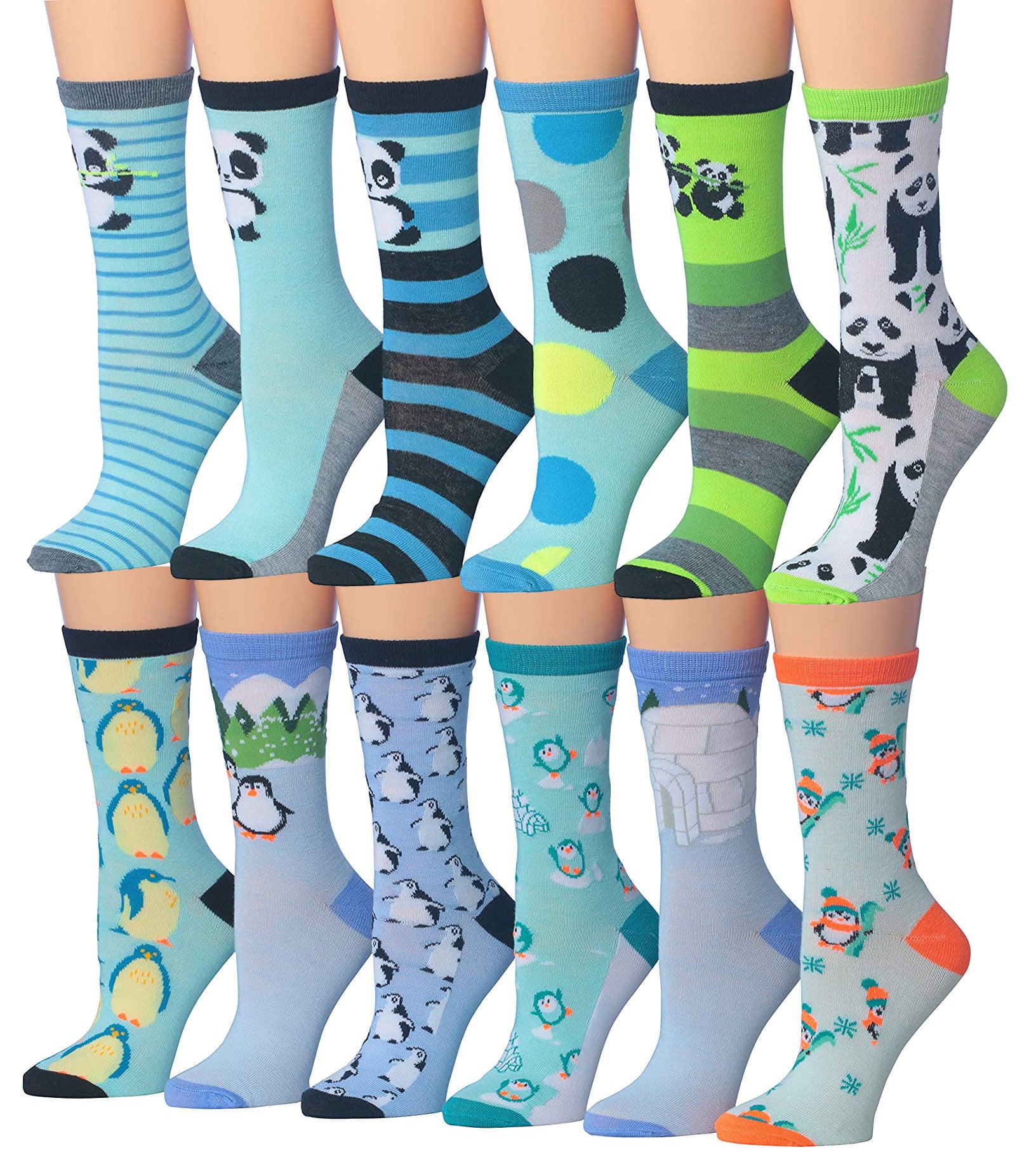 Colorfut Women's 12 Pairs Colorful Patterned Crew Socks - Walmart.com