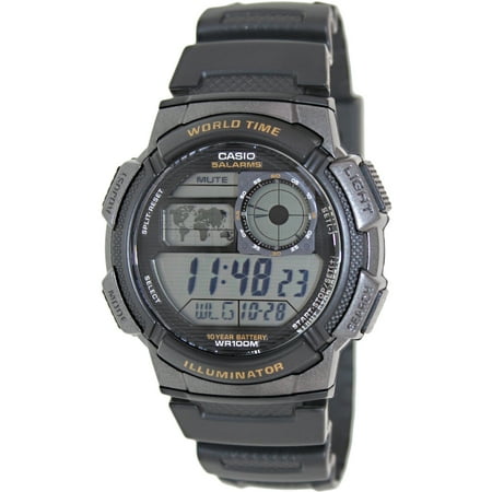 Casio - Casio Men's World Time Digital Sport Watch, Black AE1000W-1AV ...