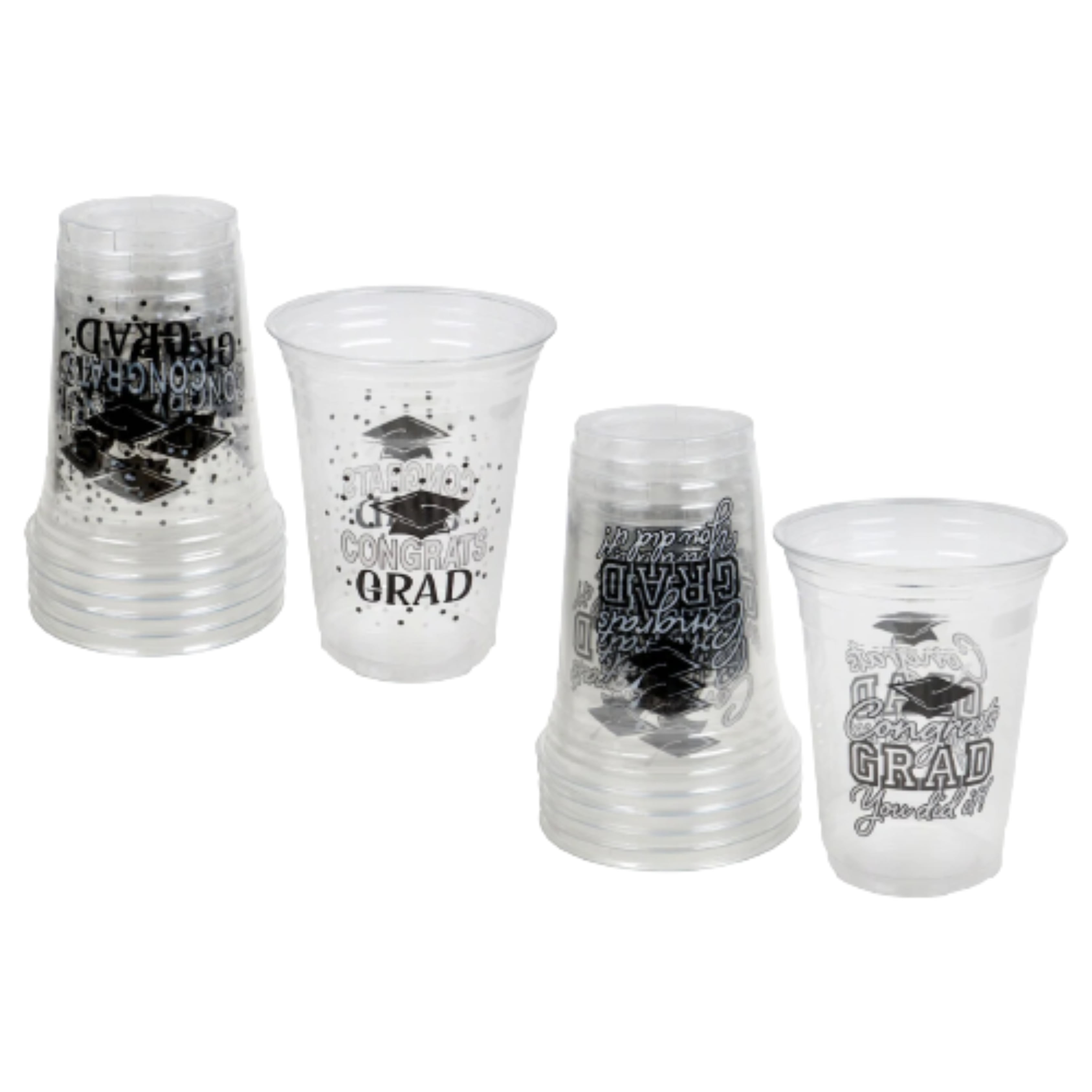 IOS 24 Pcs Graduation Clear Plastic Disposable Congrats Grad Drinkware ...