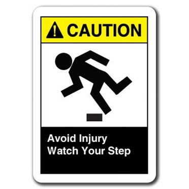 Danger Sign - Watch Your Step 1 7"x10" Plastic Safety Sign ansi osha ...