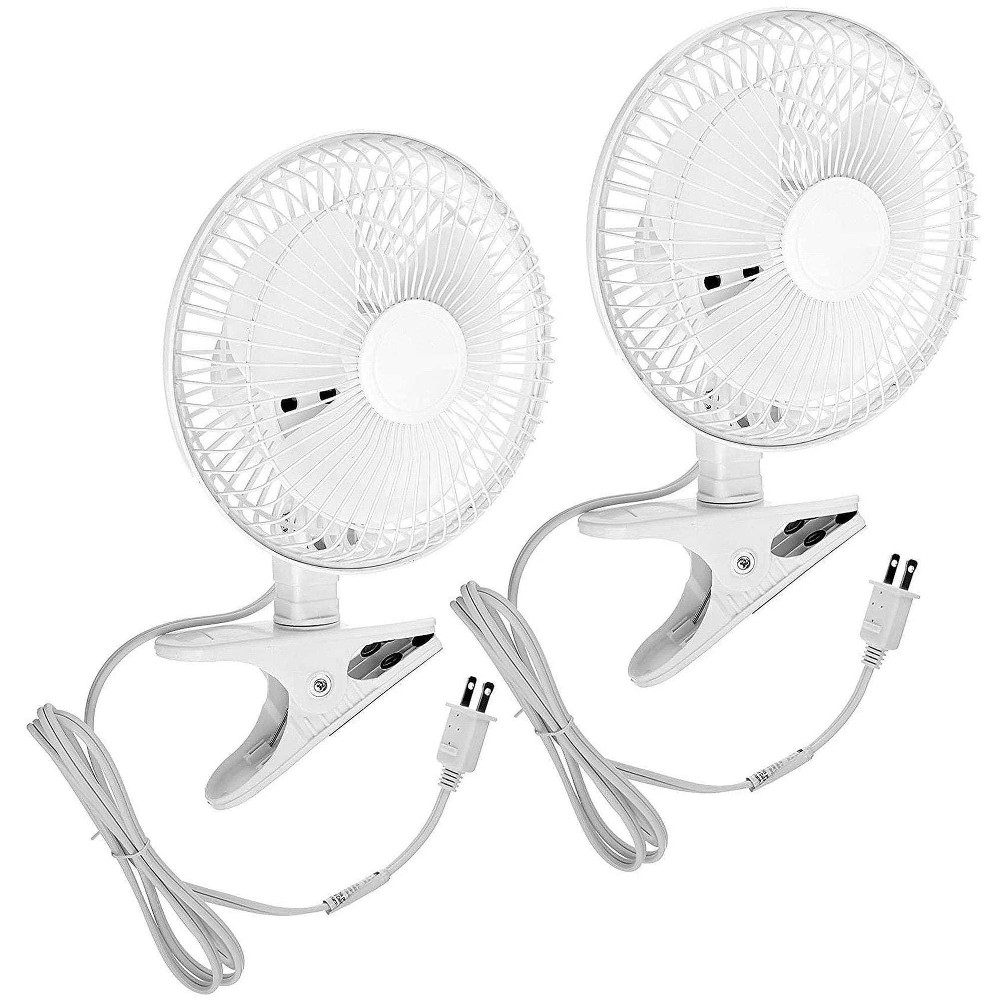 Joey’z Clip On Fan 2 Pack Set Quiet Portable 6” Mini Fans for Desk Home ...