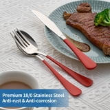 MDEALY 20-Piece Red Silverware Set for 4, 18/0 Stainless Steel Flatware ...