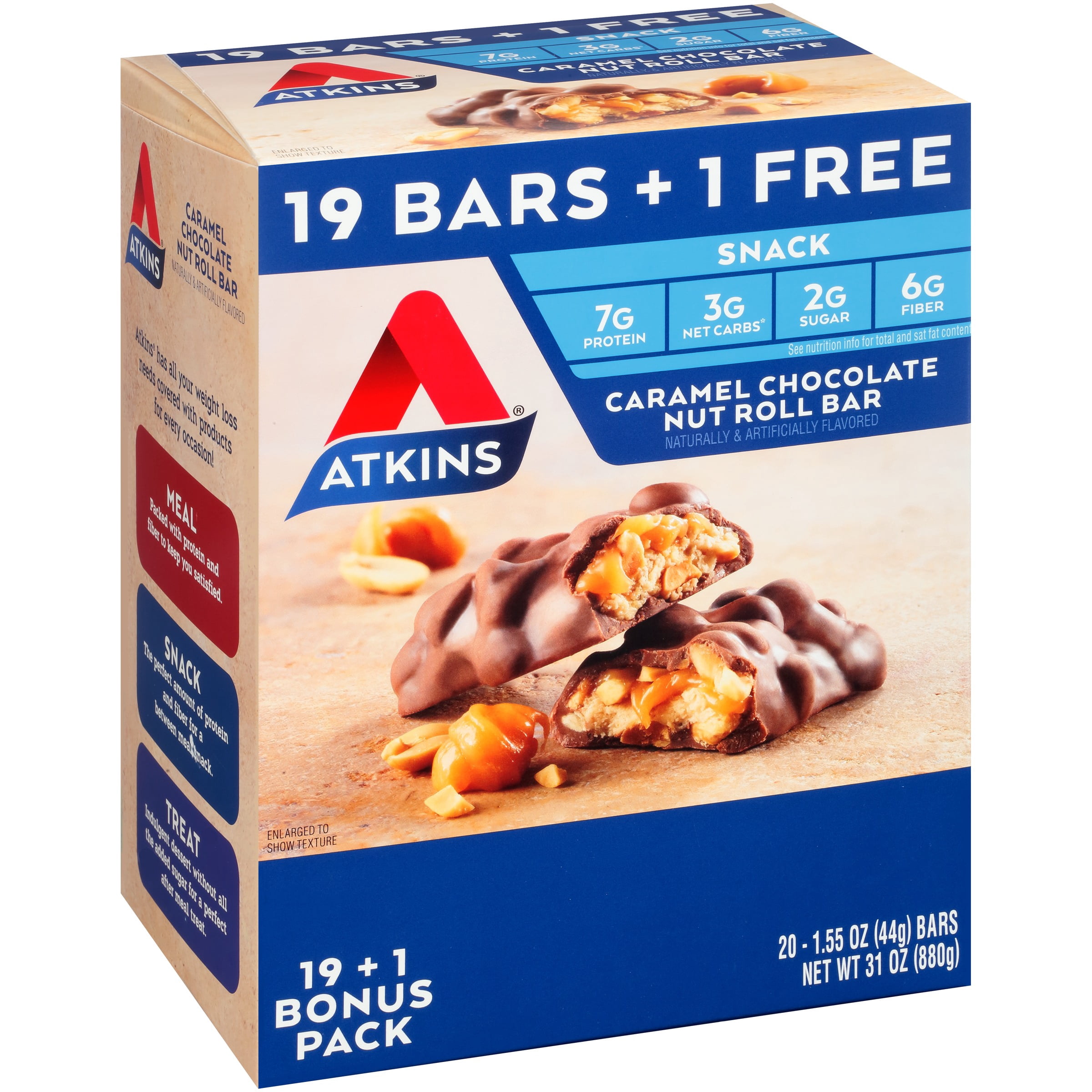 Atkins Snack Bar Chocolate Nut Roll Bar Keto Friendly 20 Count