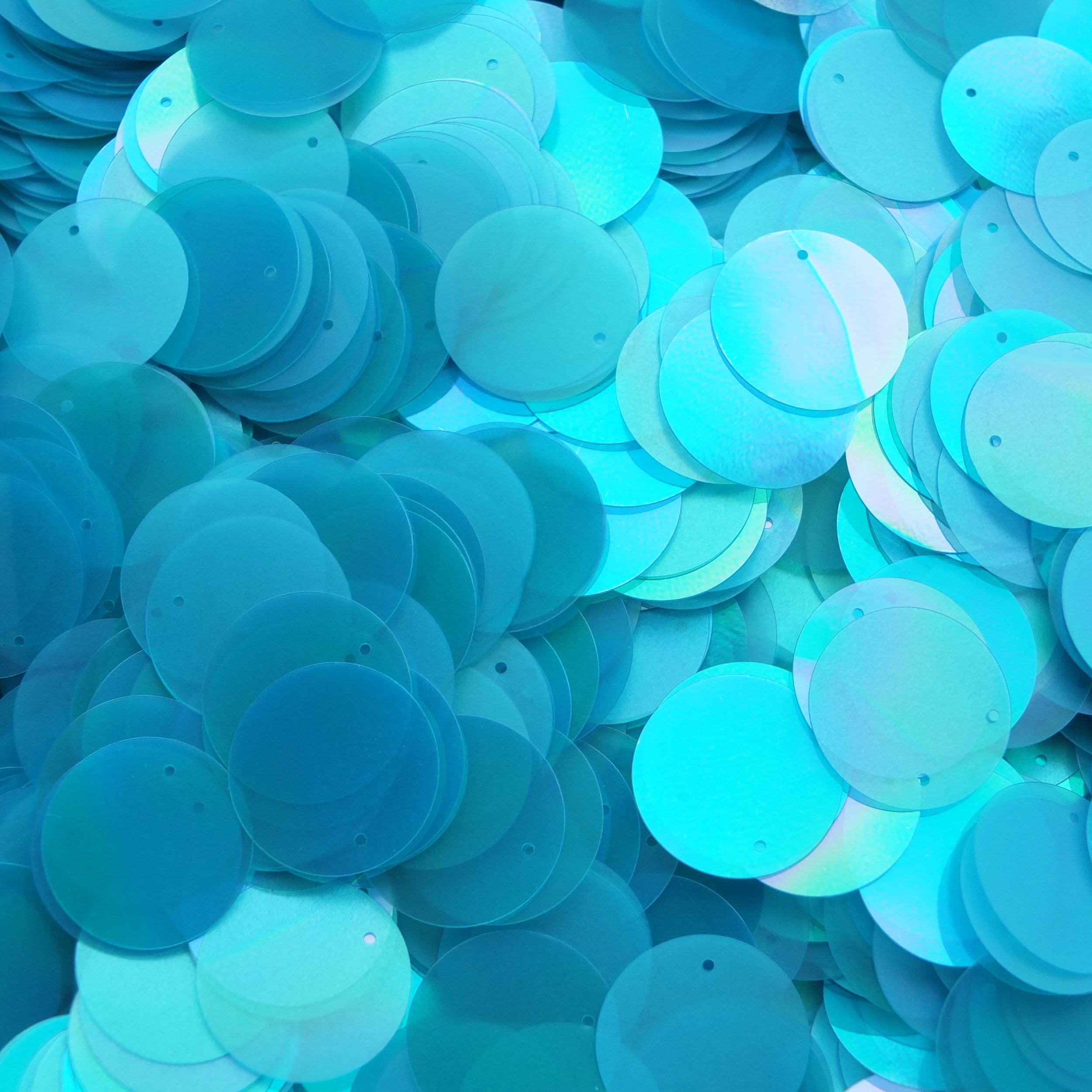 Aqua Water Blue Sequins 20mm Top Hole Semi Frost Rainbow Made in USA ...