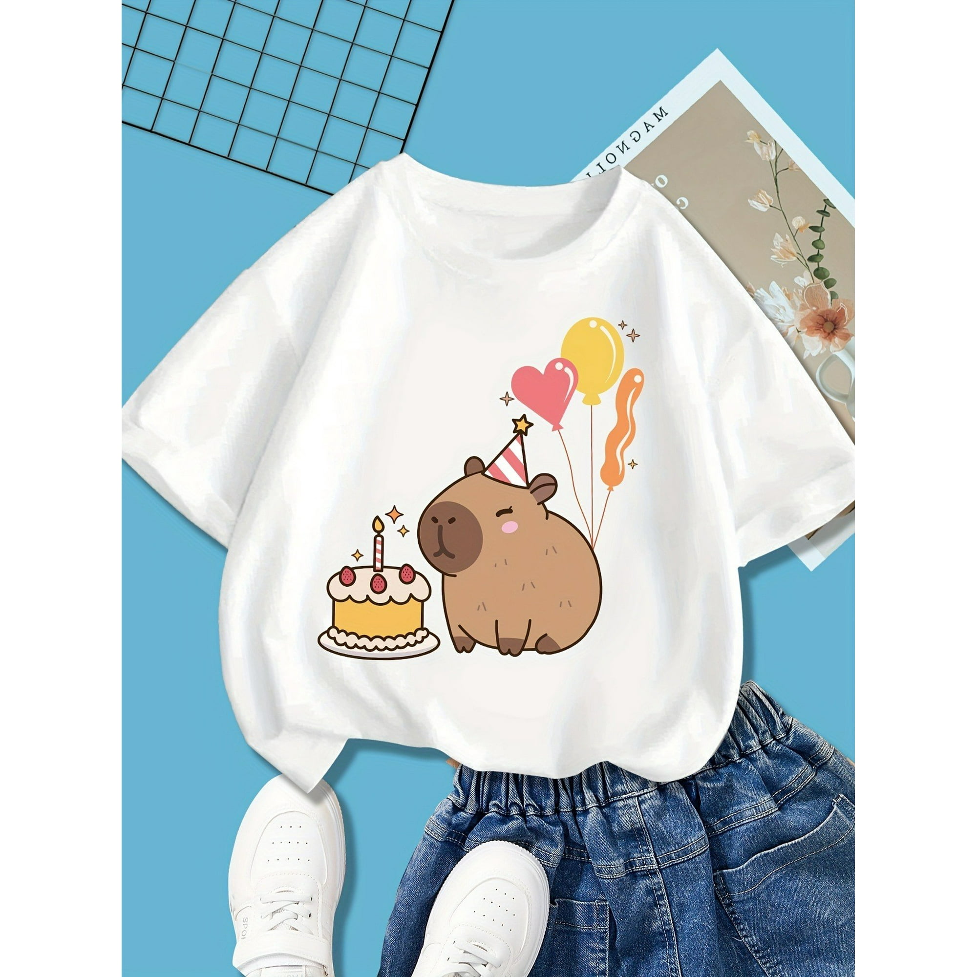 Click here for Generic Birthday Capybara Print T-Shirt For Girls... prices