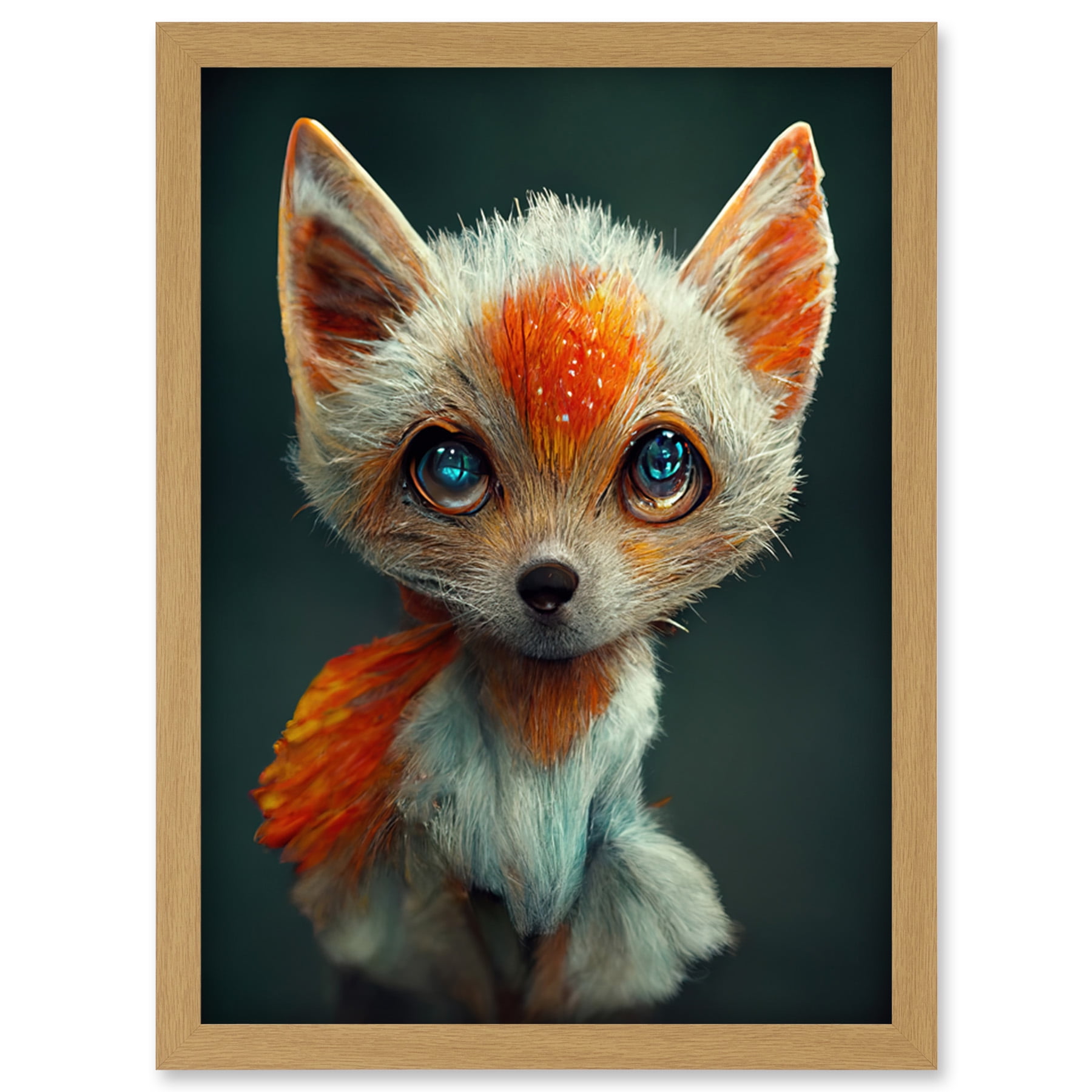 The Blue Eyed Fox Cute Portrait Photo Painting Artwork Framed Wall Art ...