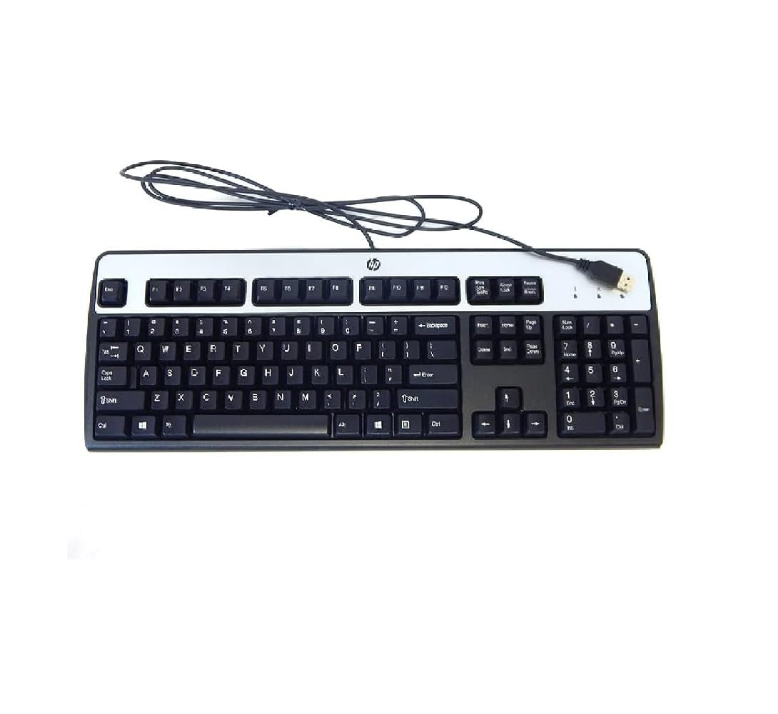 HP Black & Silver USB Keyboard Model# KU-0316 HP Part# 434821-007 ...