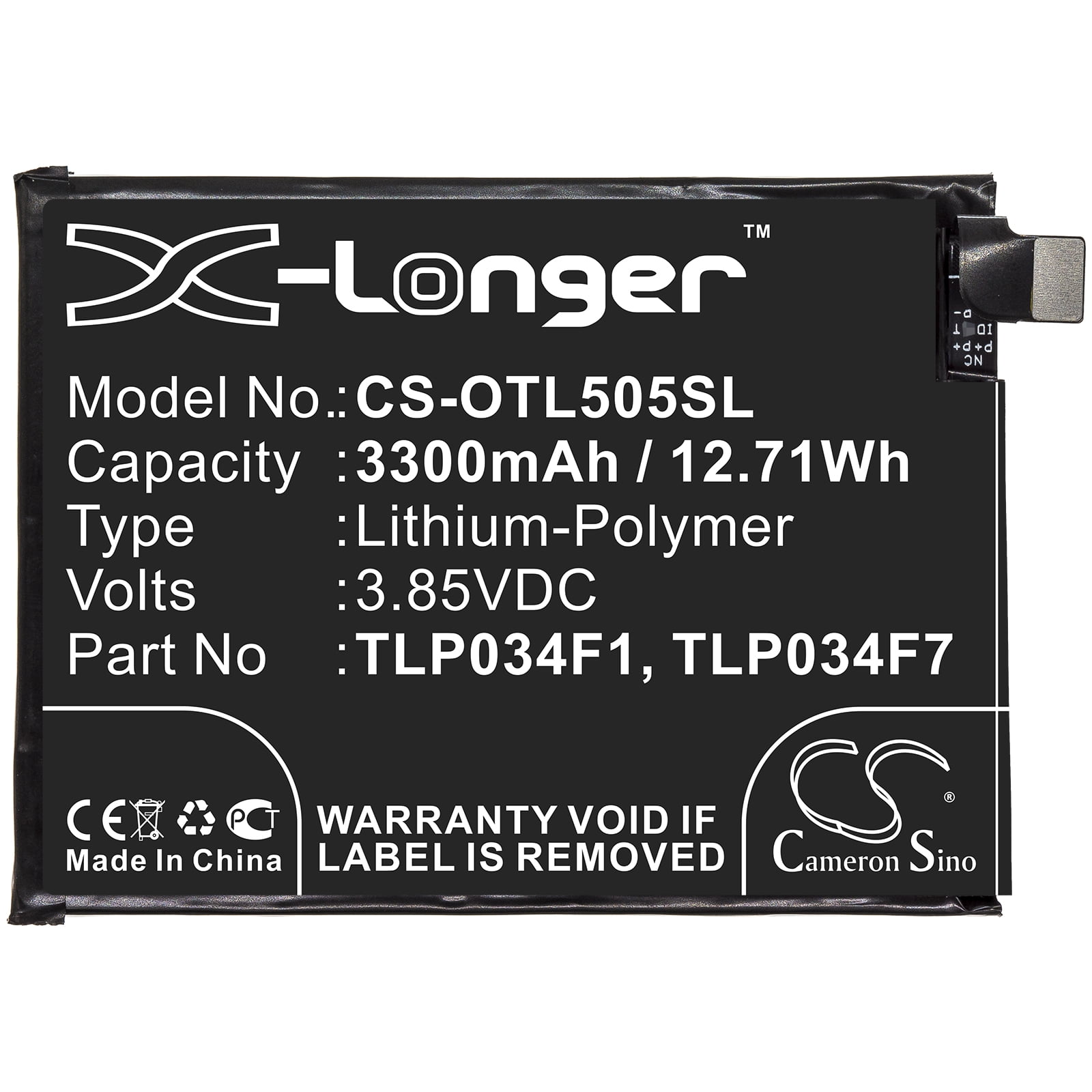 3300mAh TLP034F7 TLP034F1 Battery for Alcatel 5053Y 5053K 3 2019 5039D ...