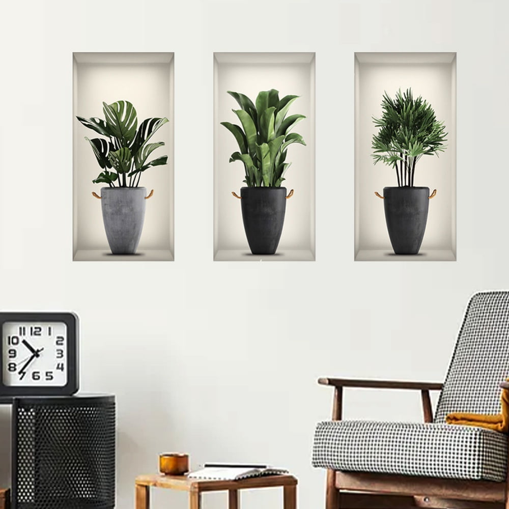 3 PCS 3D Wall Art Magic Peel and Stick Vinyl Removable Wall Sticker ...