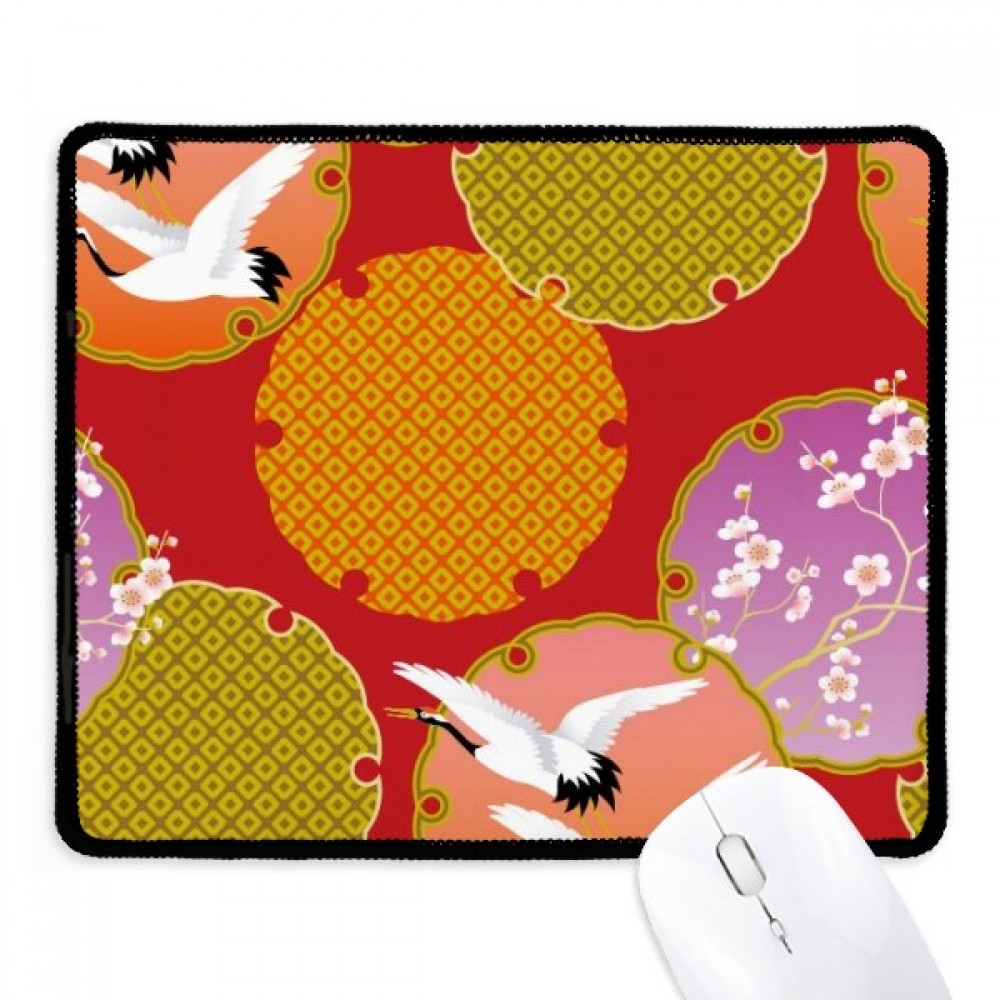 Japan Art Japanese Style Crane Mousepad Stitched Edge Mat Rubber Gang ...