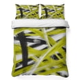 Abstract Yellow Black Lines 3 Pieces Quilt Set,1 Quilt with 2 Shams ...