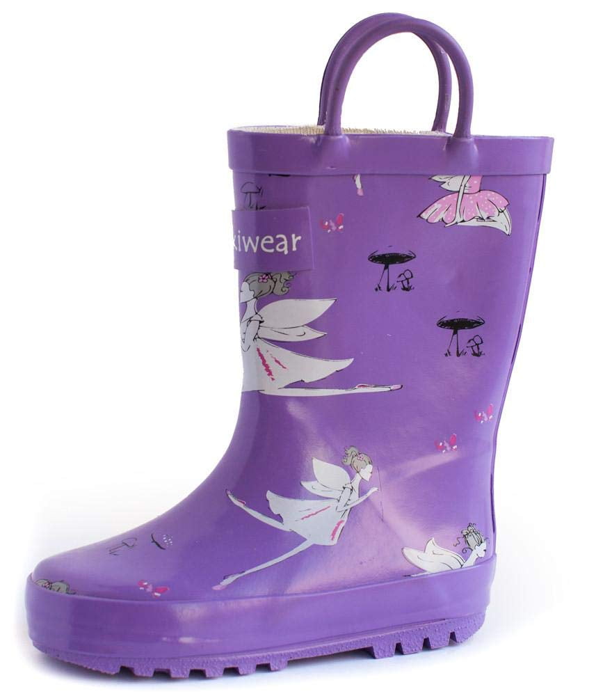 Oaki Kids Rubber Rain Boots with Easy-On Handles for Boys Girls ...