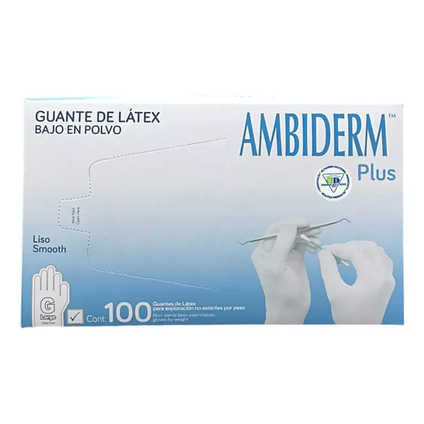 Guante Ambiderm Plus Liso Blanco Grande C/100 Piezas | Walmart en línea