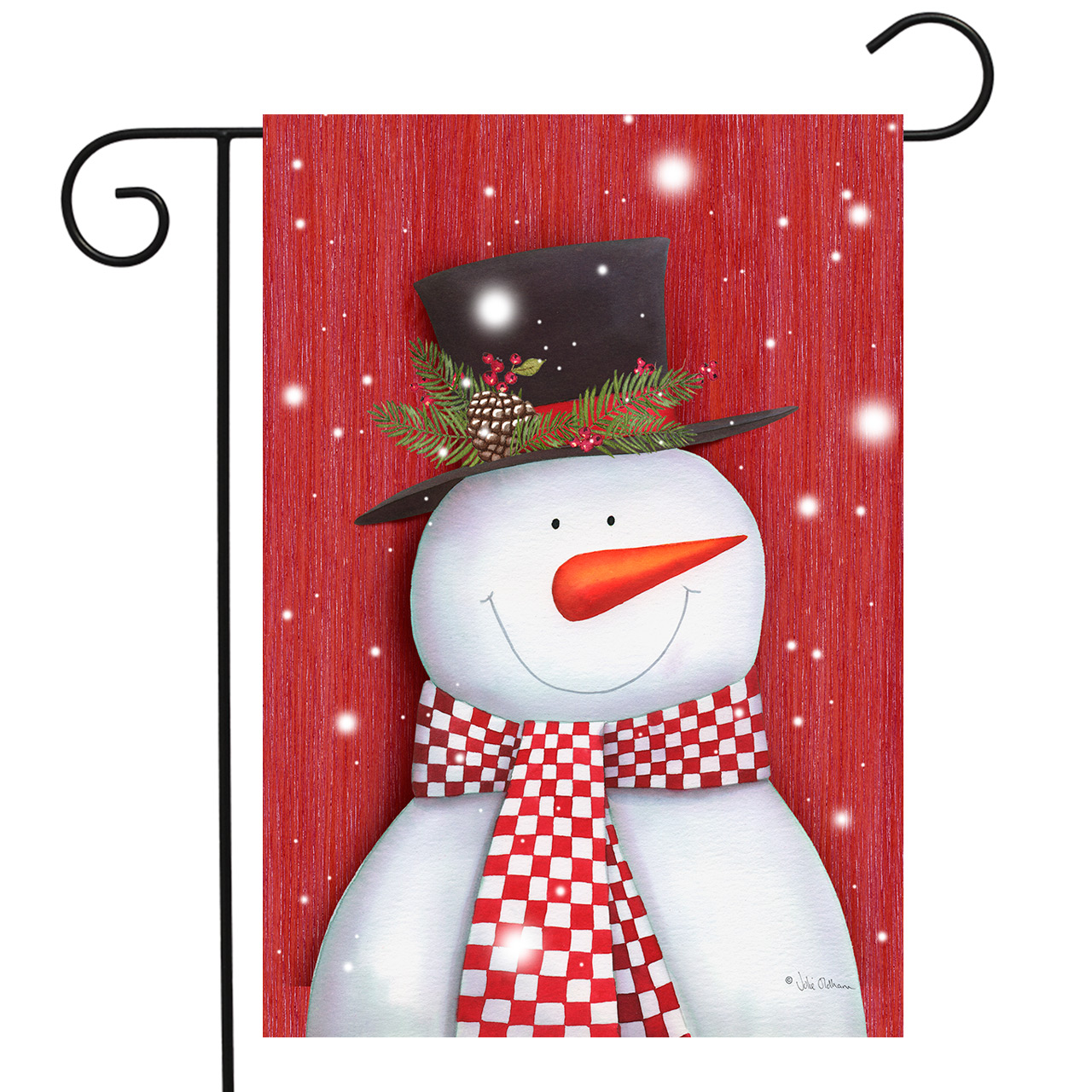 Checkered Scarf Snowman Winter Garden Flag Primitive 12.5" x 18 ...