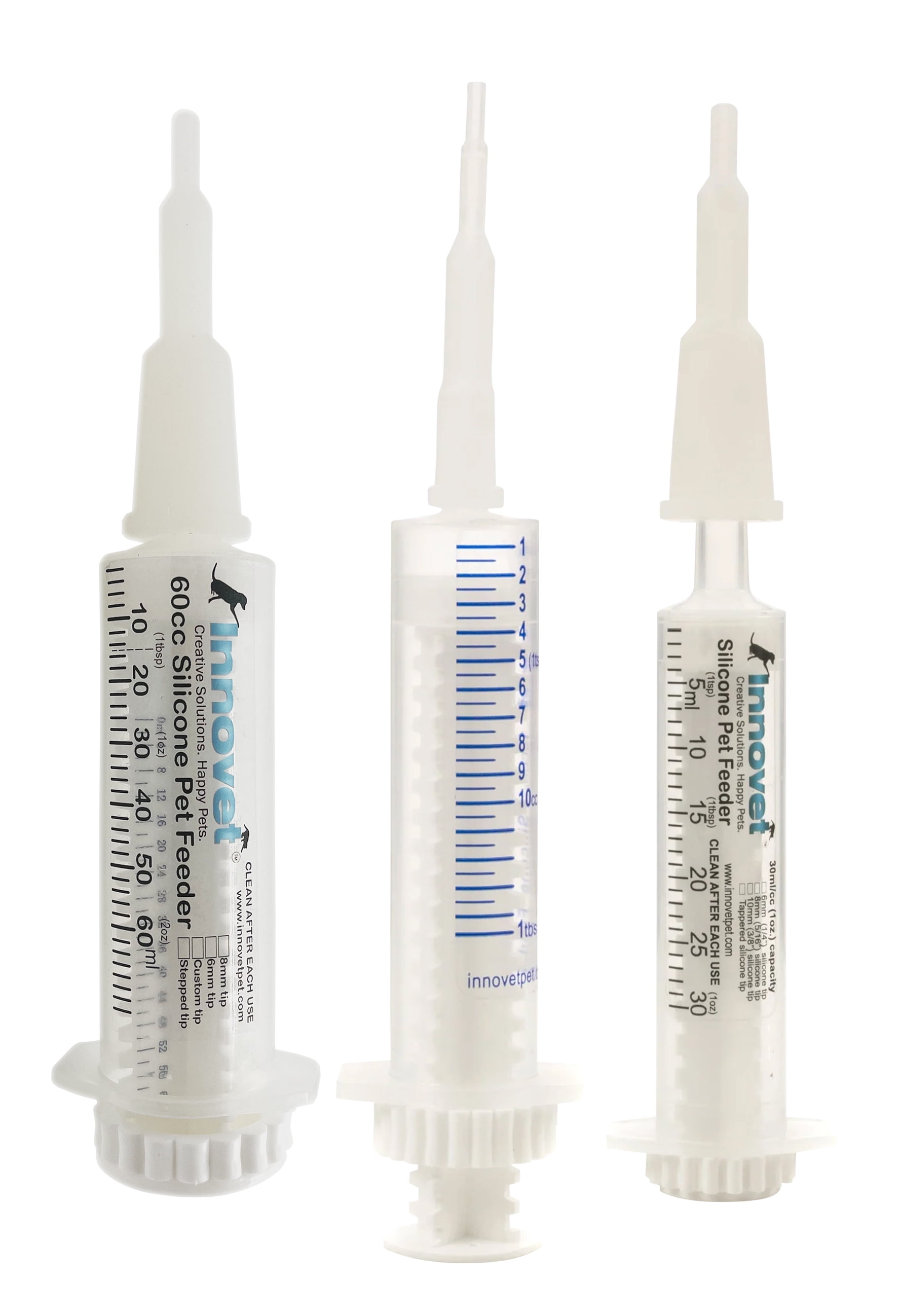 Innovet Soft Tipped Silicone Feeding Syringes for Pets - 10cc, 30cc and ...